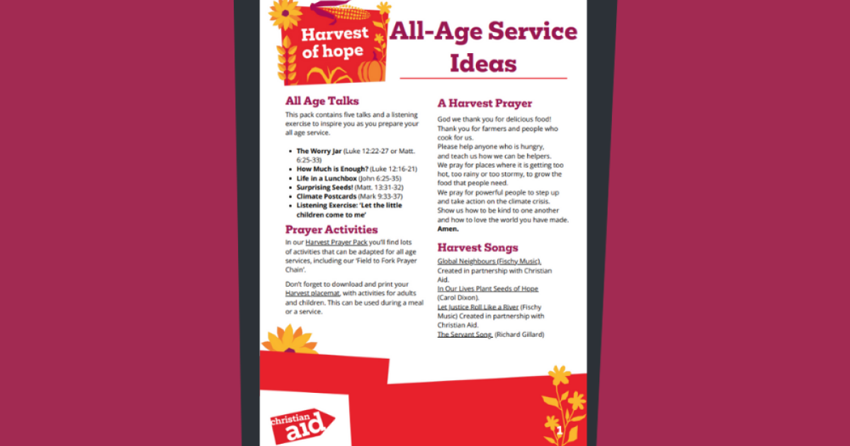 Harvest 25 UK: Harvest All-Age Pack - Christian Aid Fundraise